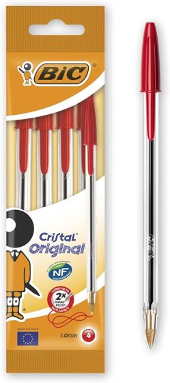 **RANGE EXTENSION** PEN BIC CRISTAL POUCH 4 RED : Perkins Group