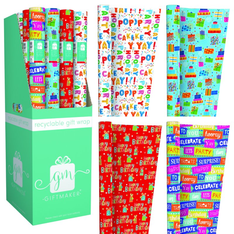 SG12104 WRAP 3M HAPPY BIRTHDAY ROLL : Perkins Group